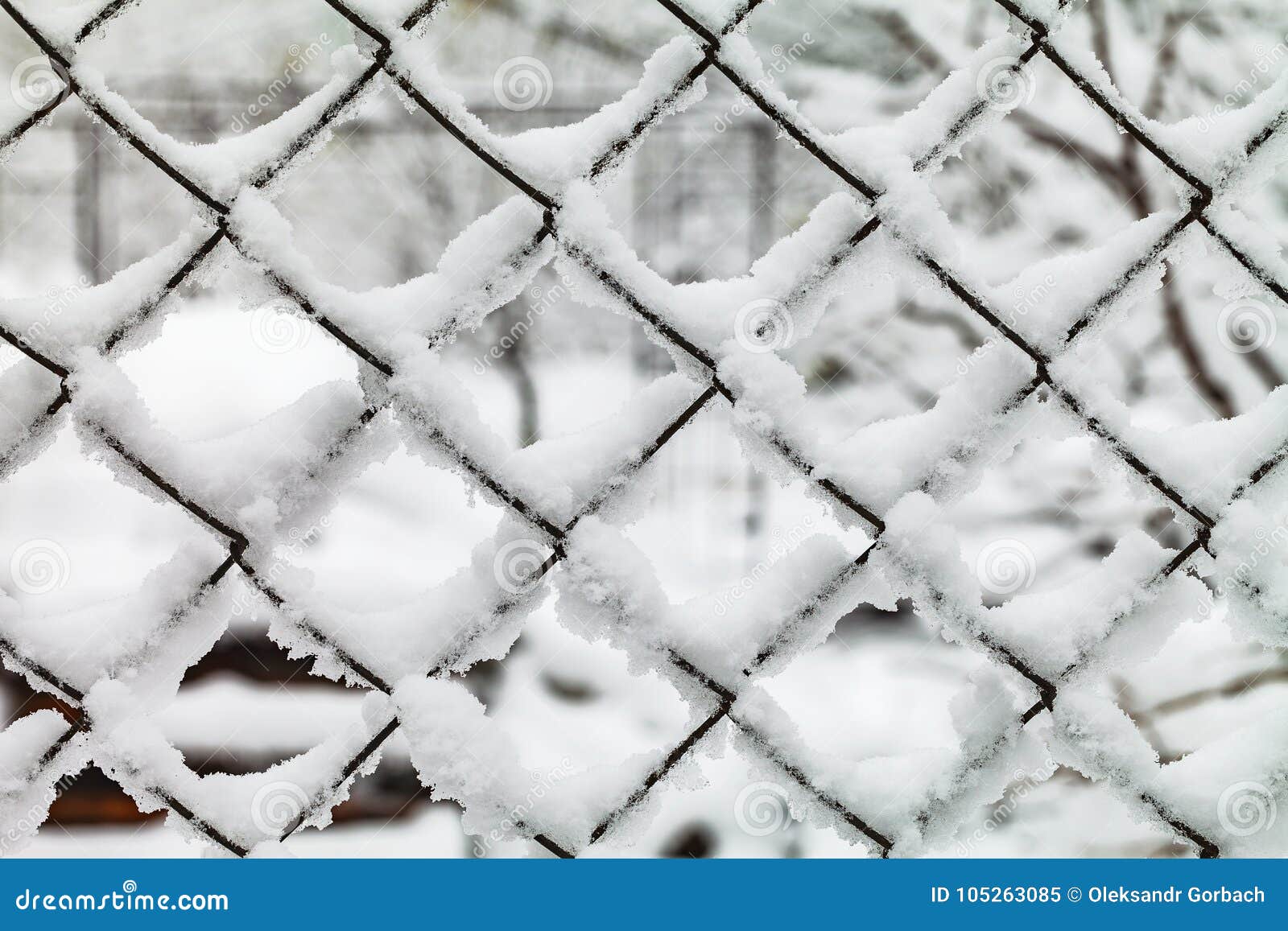 The Grid of Metal Slabs is Covered with Snow. Stock Image - Image of ...