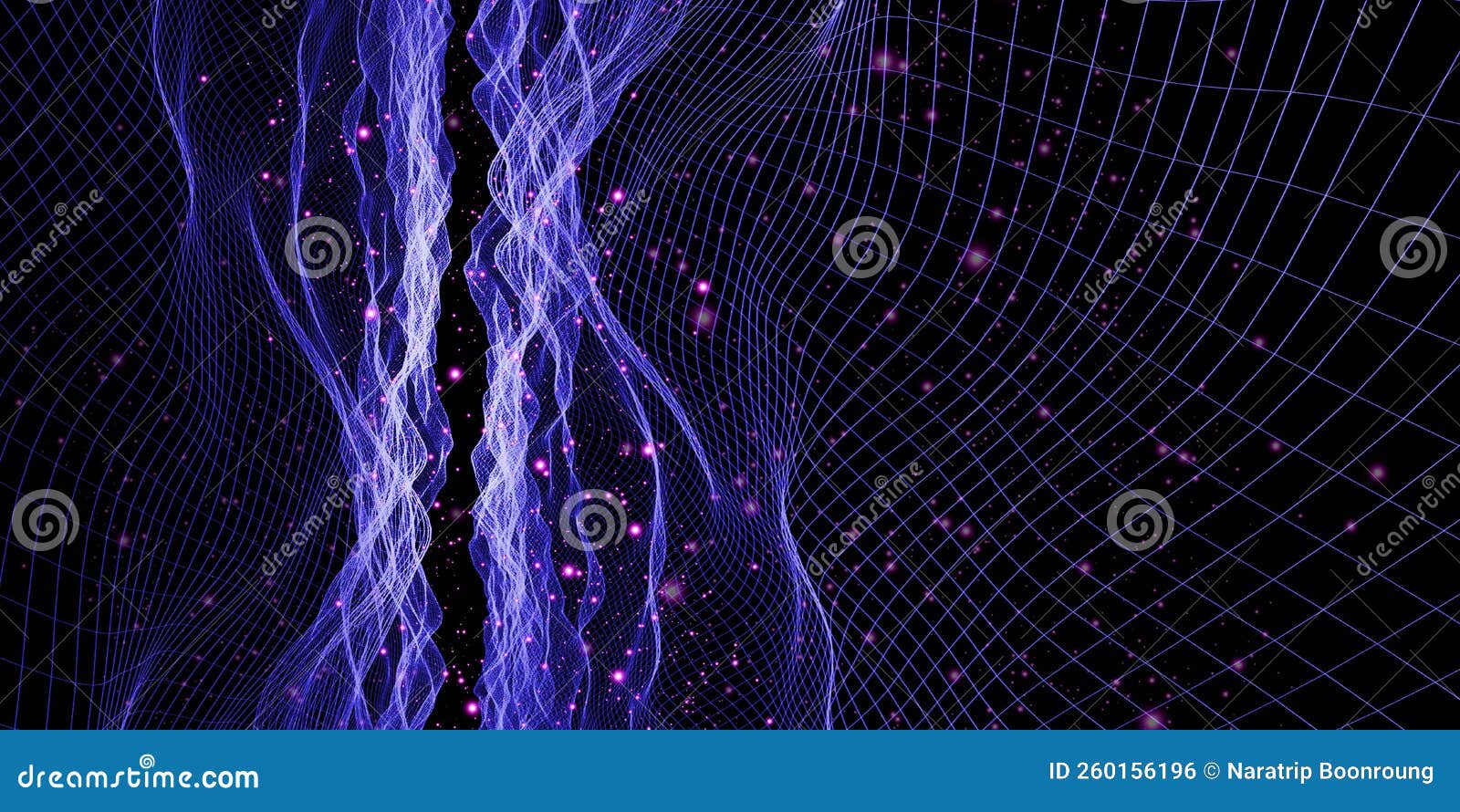 Grid Neon Color Mesh Light Effect Abstract Wave 3d Illustration Stock ...