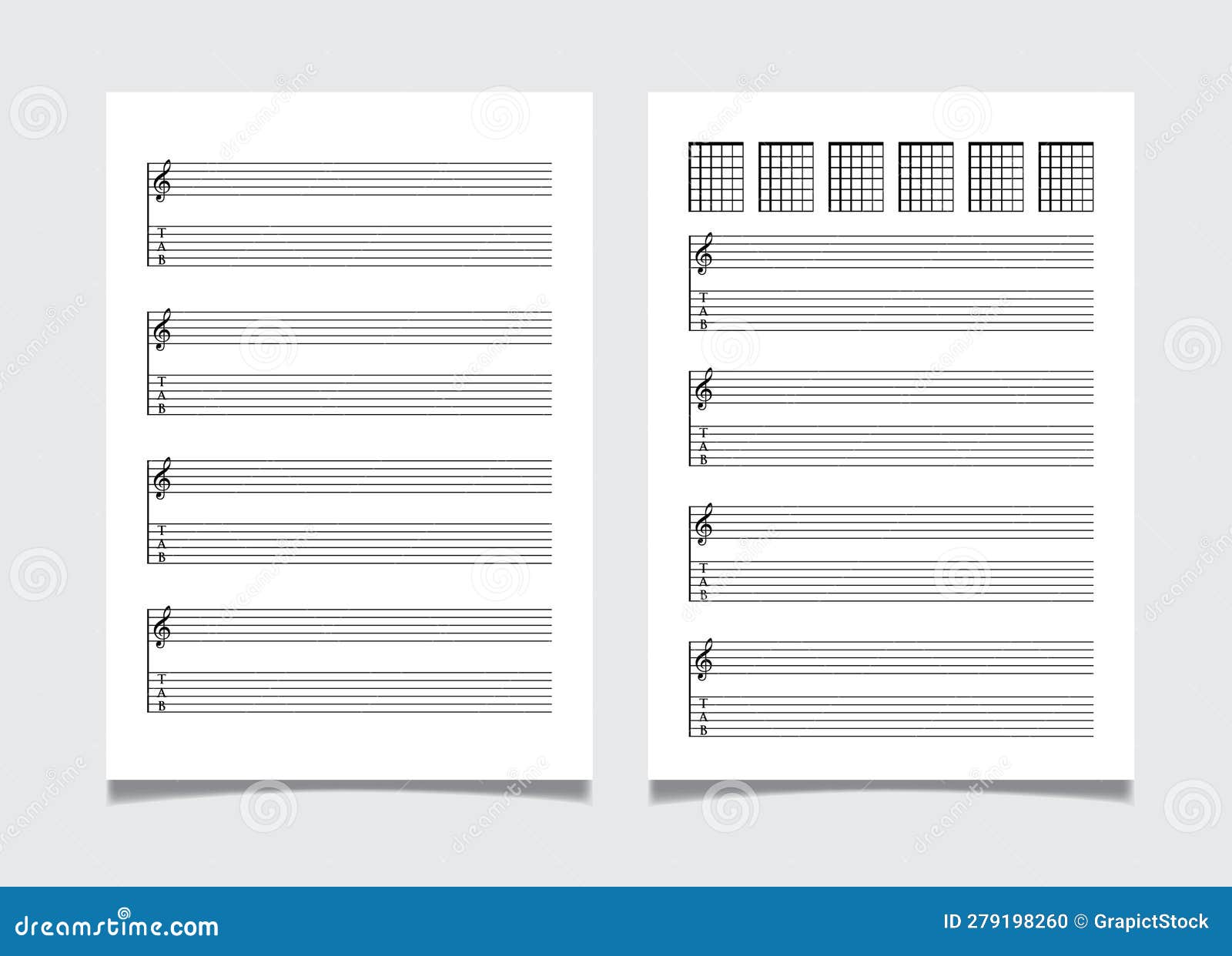 Grid Paper Music Notation and Tablature Template for Guitar, A4 Size ...