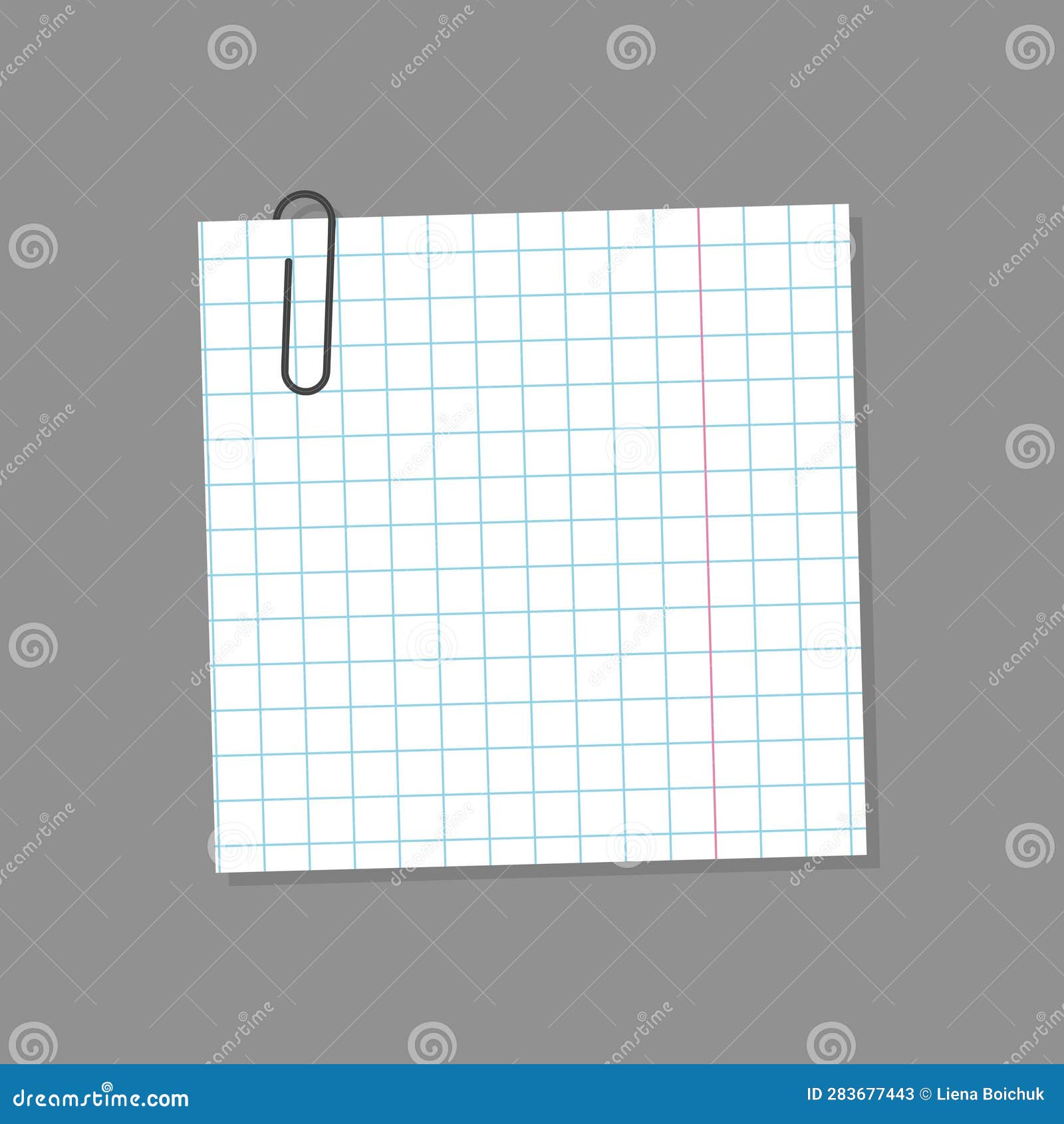 Grid Paper Note with Paperclip, Blank Notebook Squared Paper Sheet ...