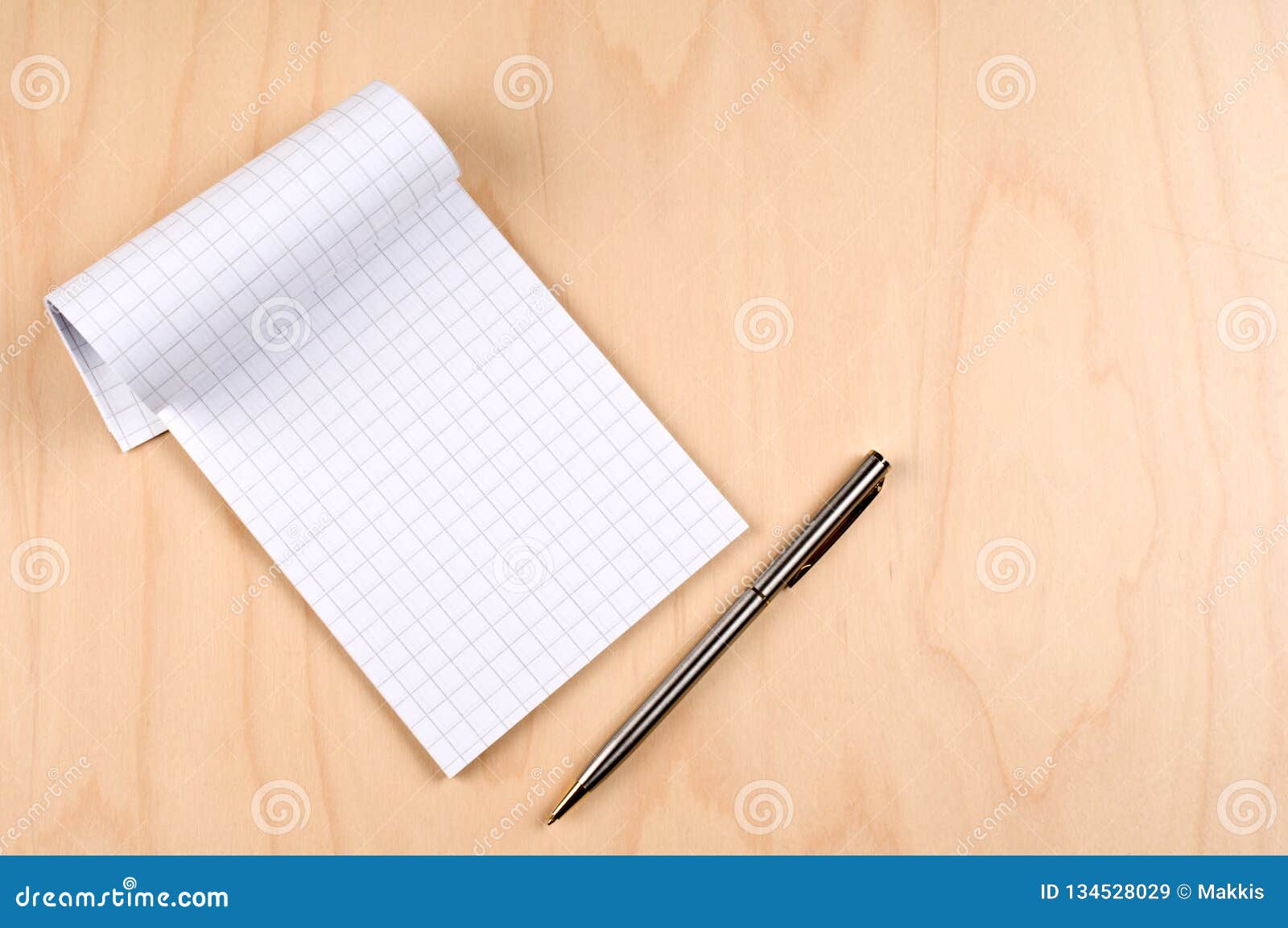 Grid Paper and Pen on the Table Stock Image - Image of white, empty ...