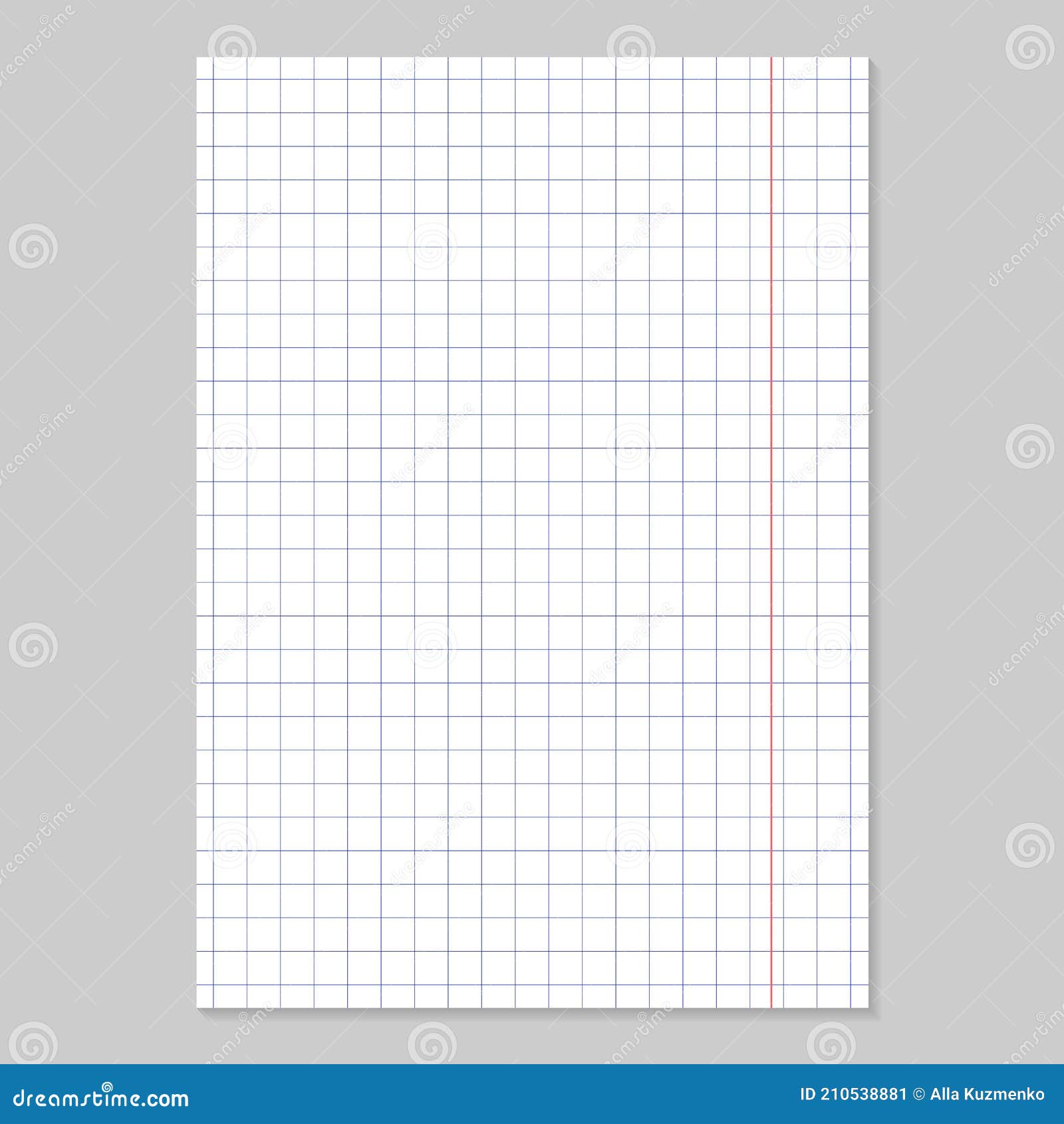 Grid Paper. Realistic Blank Lined Paper Sheet in A4 Format. Squared ...