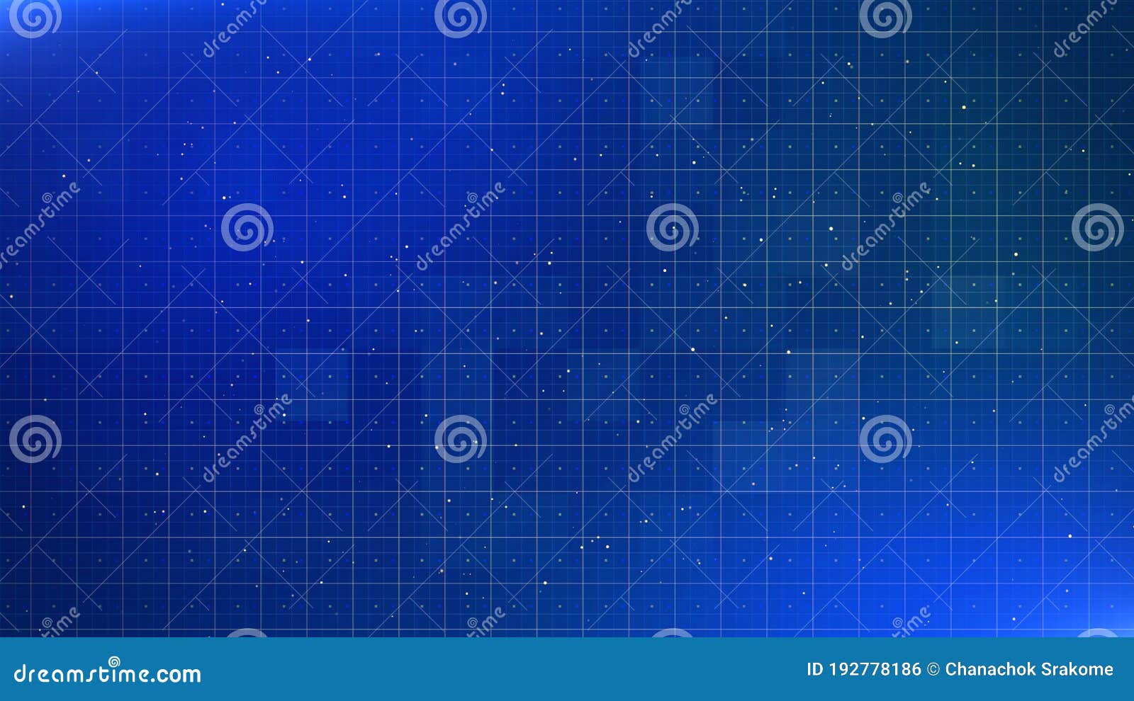 Grid with Particles Dust Flare and Geometric Abstract on Blue ...