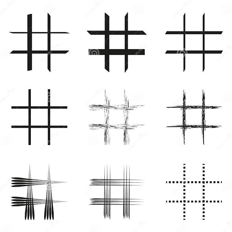 Grid Pattern Icons. Various Styles of Grids. Drawn Textured Elements ...