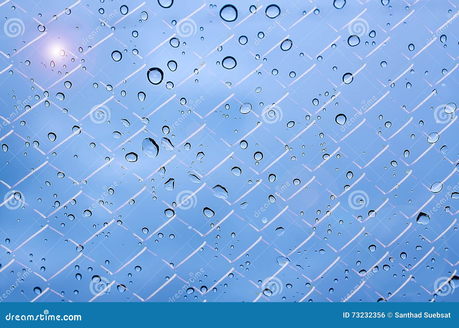 Grid Patterns Sky Rain Drops and Sunlight. Stock Photo - Image of water ...