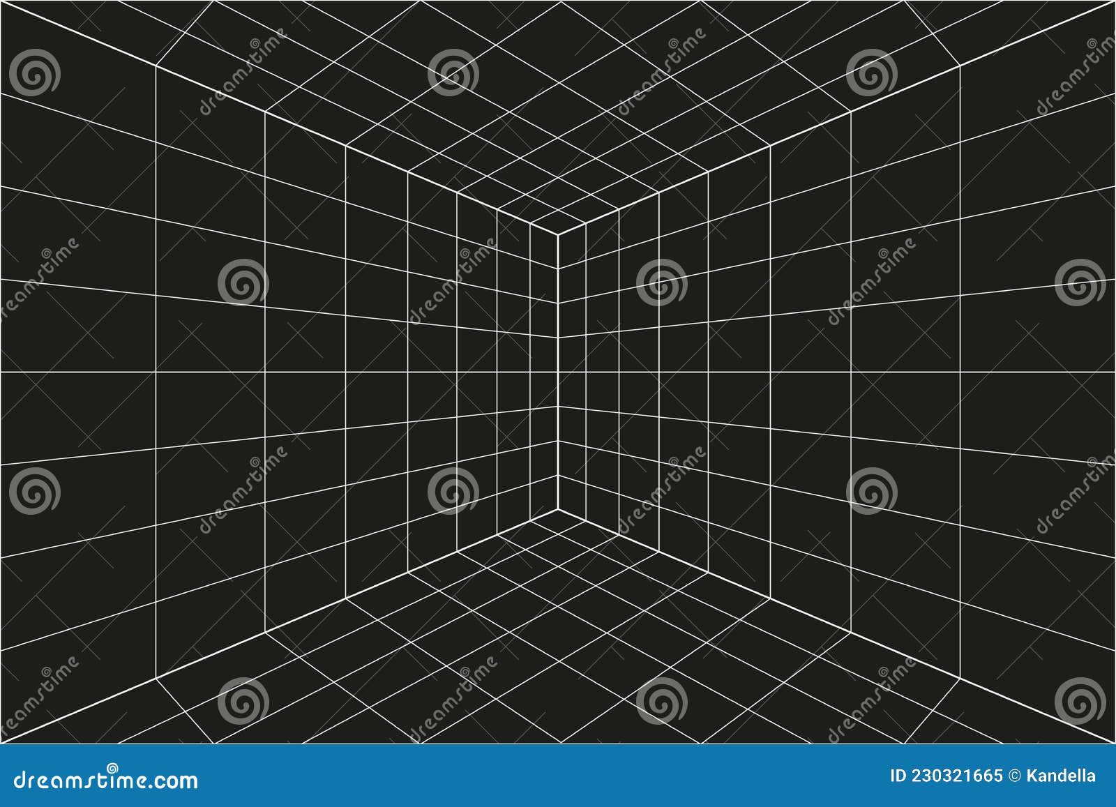 Grid Perspective Black Room. Stock Vector - Illustration of future ...