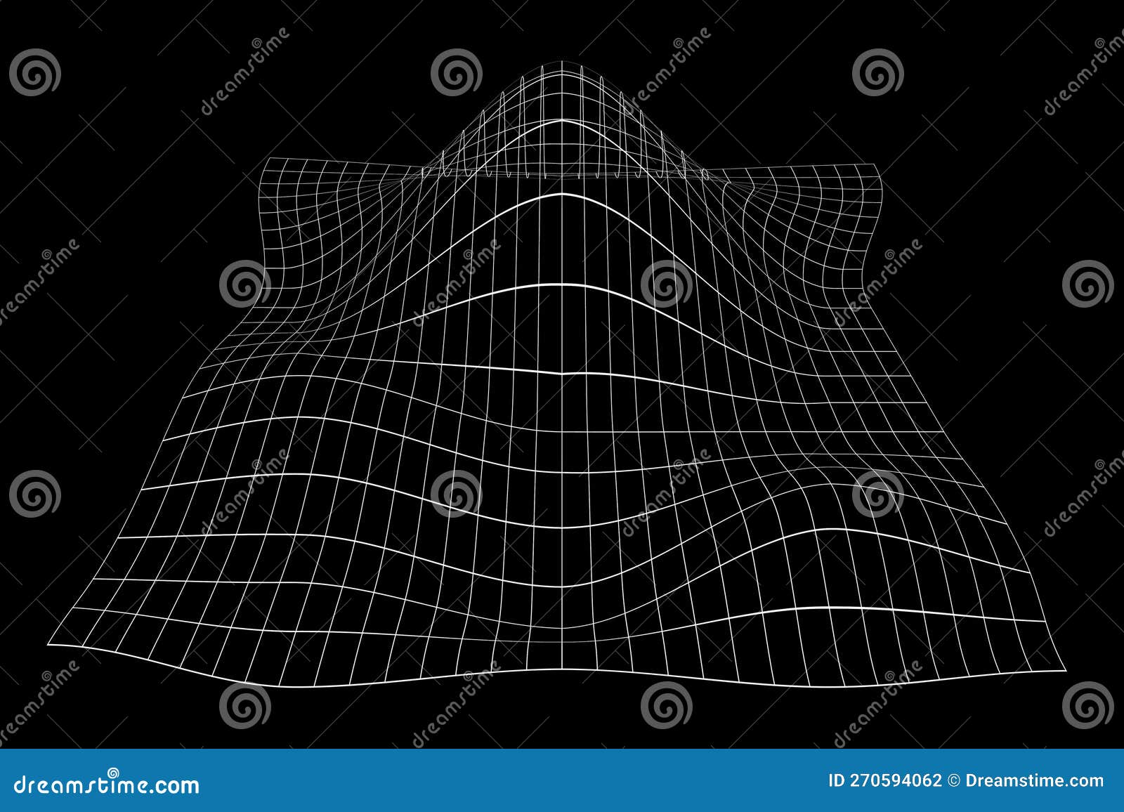 Distorted Terrain Wireframe On White Background. Grid Perspective ...