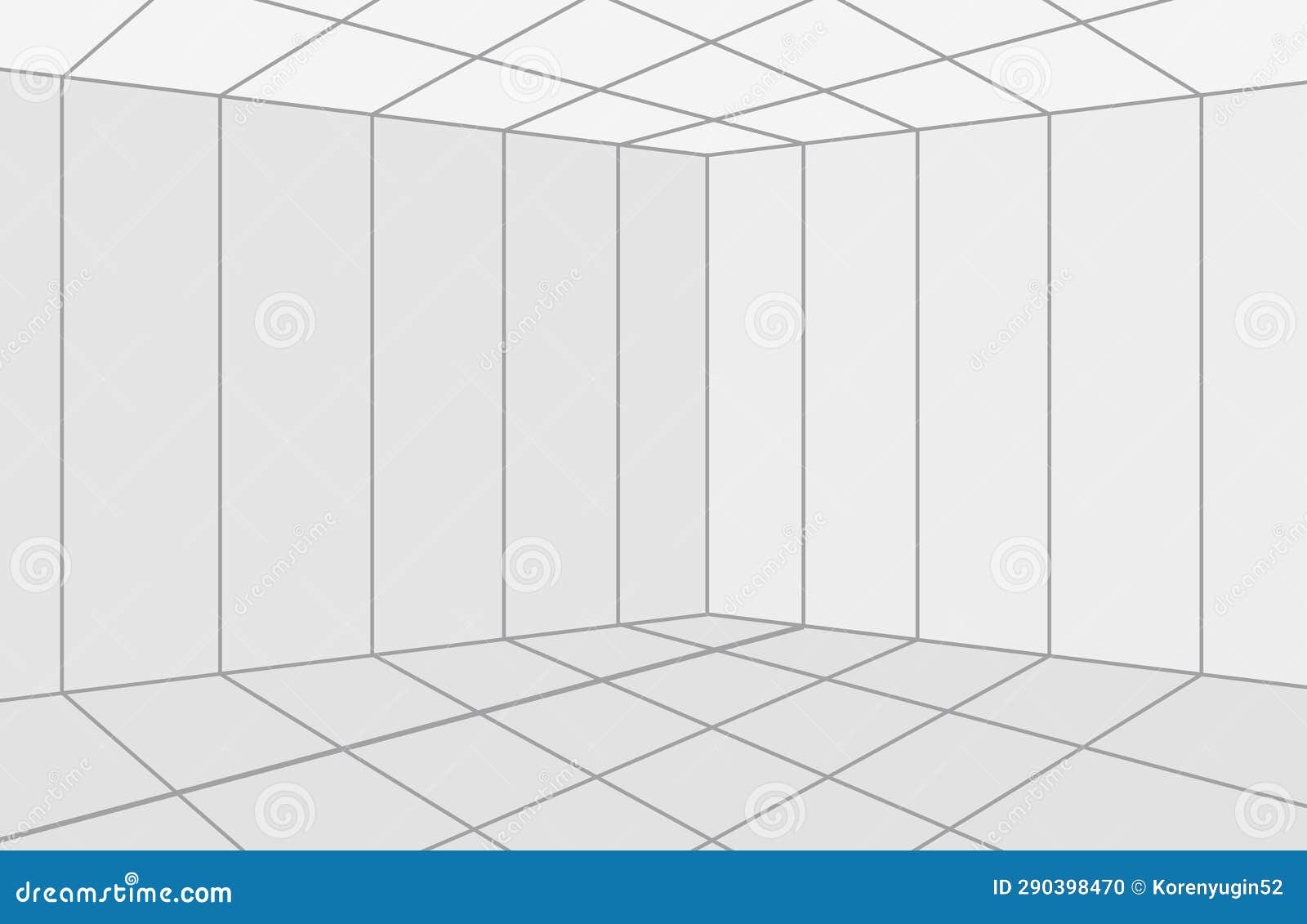Grid Perspective White Room Corner with Gray Wireframe Background Stock ...