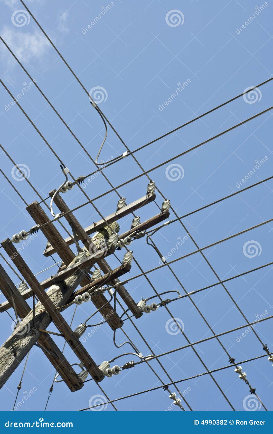 Grid of Power Lines on Pole Stock Photo - Image of chaos, mess: 4990382