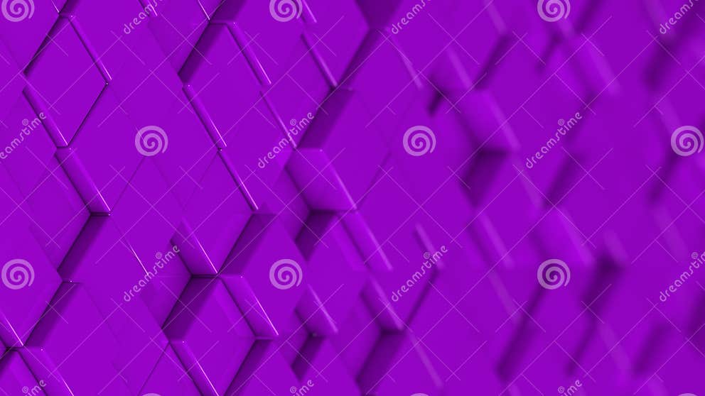 Grid of Purple Cubes. Medium Shot. 3D Computer Generated Background ...