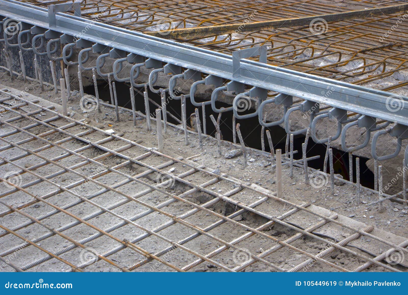 A Grid of Reinforcement Laid on the Surface Ready for Pouring Concrete ...