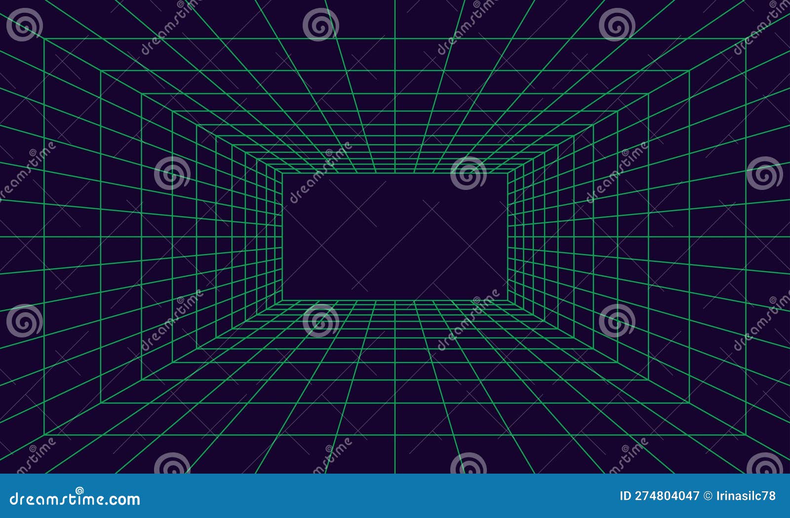 Grid Room In Perspective In 3d Style. Indoor Wireframe From Green Laser ...