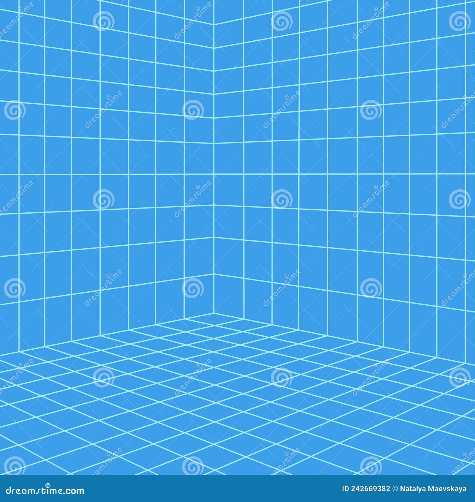 Grid Room in Perspective, Vector Illustration in 3d Style. Indoor ...