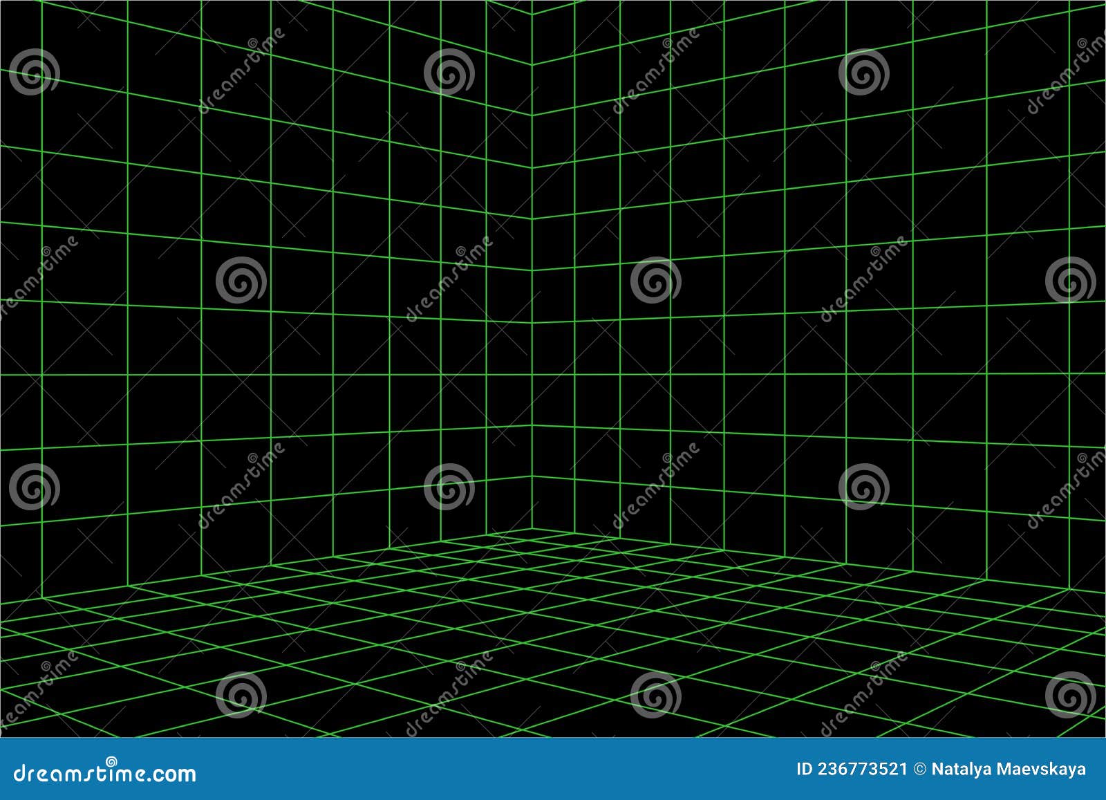 Grid Room in Perspective, Vector Illustration in 3d Style. Indoor ...