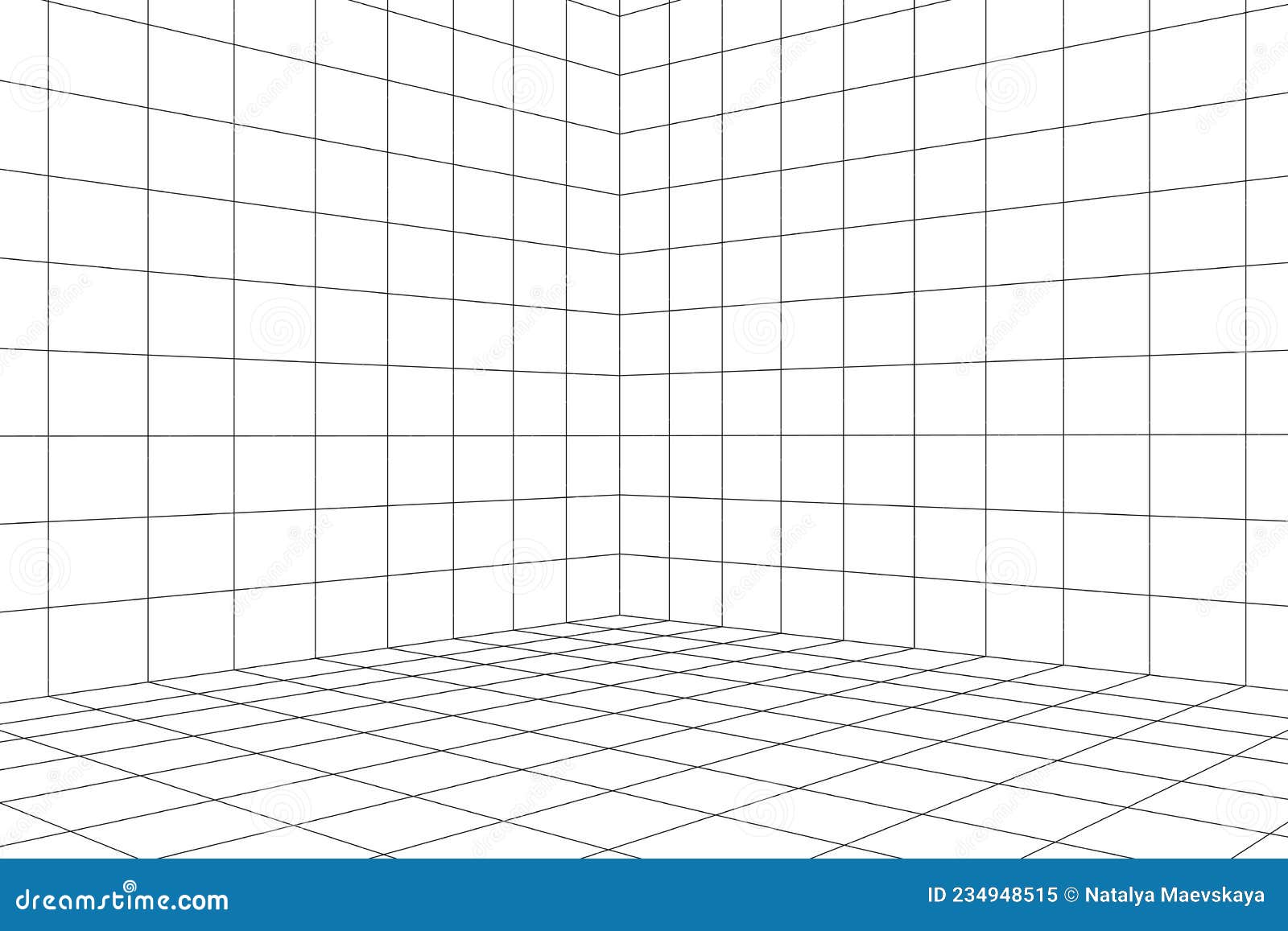 Grid Room in Perspective, Vector Illustration in 3d Style. Indoor ...