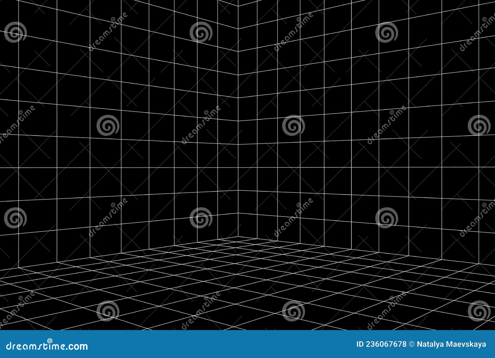 Grid Room in Perspective, Vector Illustration in 3d Style. Indoor ...