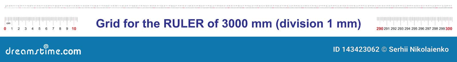Grid for a Ruler of 3000 Millimeters, 300 Centimeters, 3 Meters ...