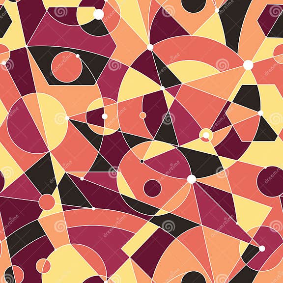 Grid Seamless Pattern with Random Geometric Shapes and Lines Stock ...