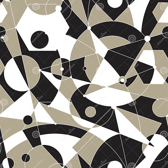 Grid Seamless Pattern with Random Geometric Shapes and Lines Stock ...