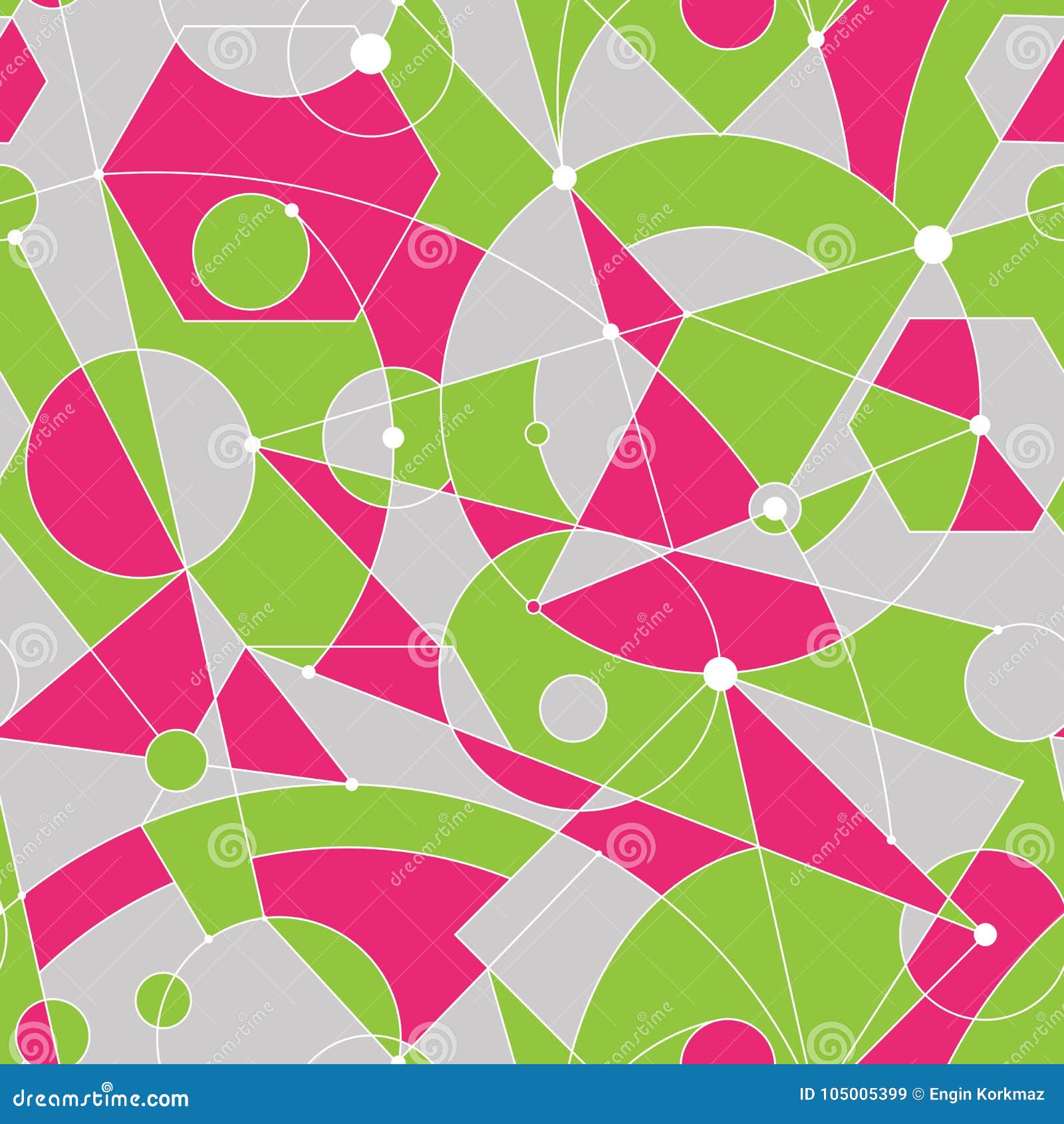 Grid Seamless Pattern with Random Geometric Shapes and Lines Stock ...