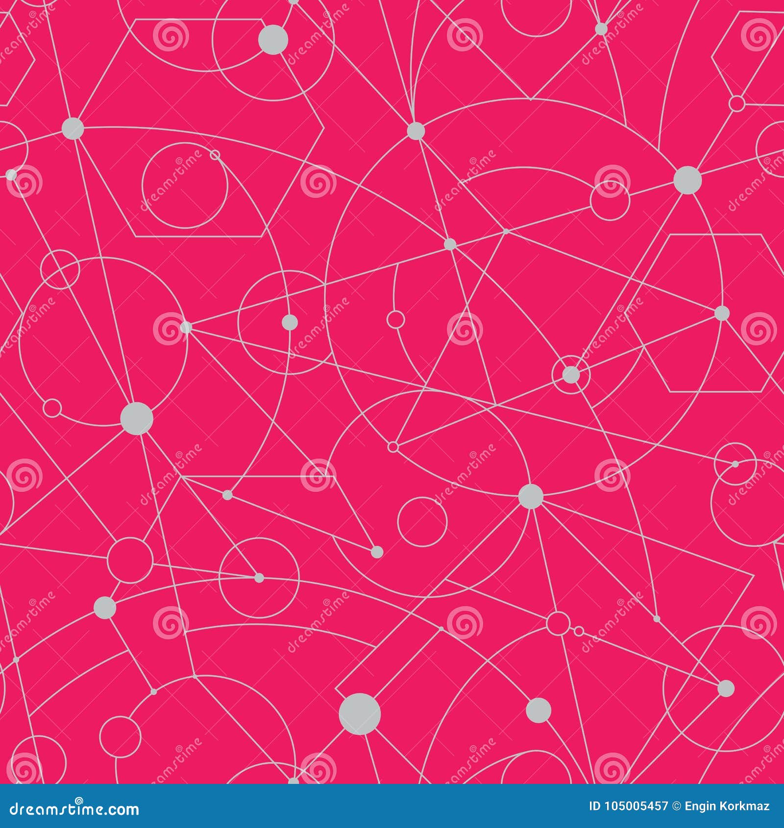 Grid Seamless Pattern with Random Geometric Shapes and Lines Stock ...