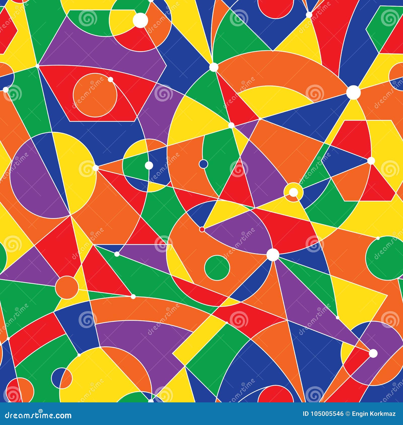 Grid Seamless Pattern with Random Geometric Shapes and Lines Stock ...