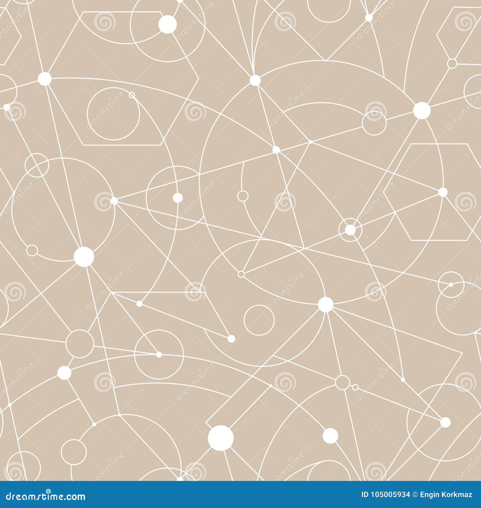 Grid Seamless Pattern with Random Geometric Shapes and Lines Stock ...