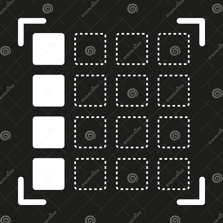Grid Selection Symbol. Dashed Square Structure. Highlighted Interface Detail. Abstract Vector ...