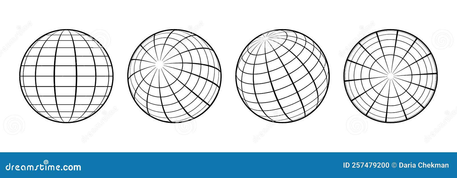 Grid, Set of Wireframe Spheres, Globes Stock Vector - Illustration of ...