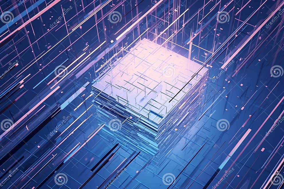 Grid Space Meets Geometric Elegance in Stunning 3D Cube Rendering Stock ...