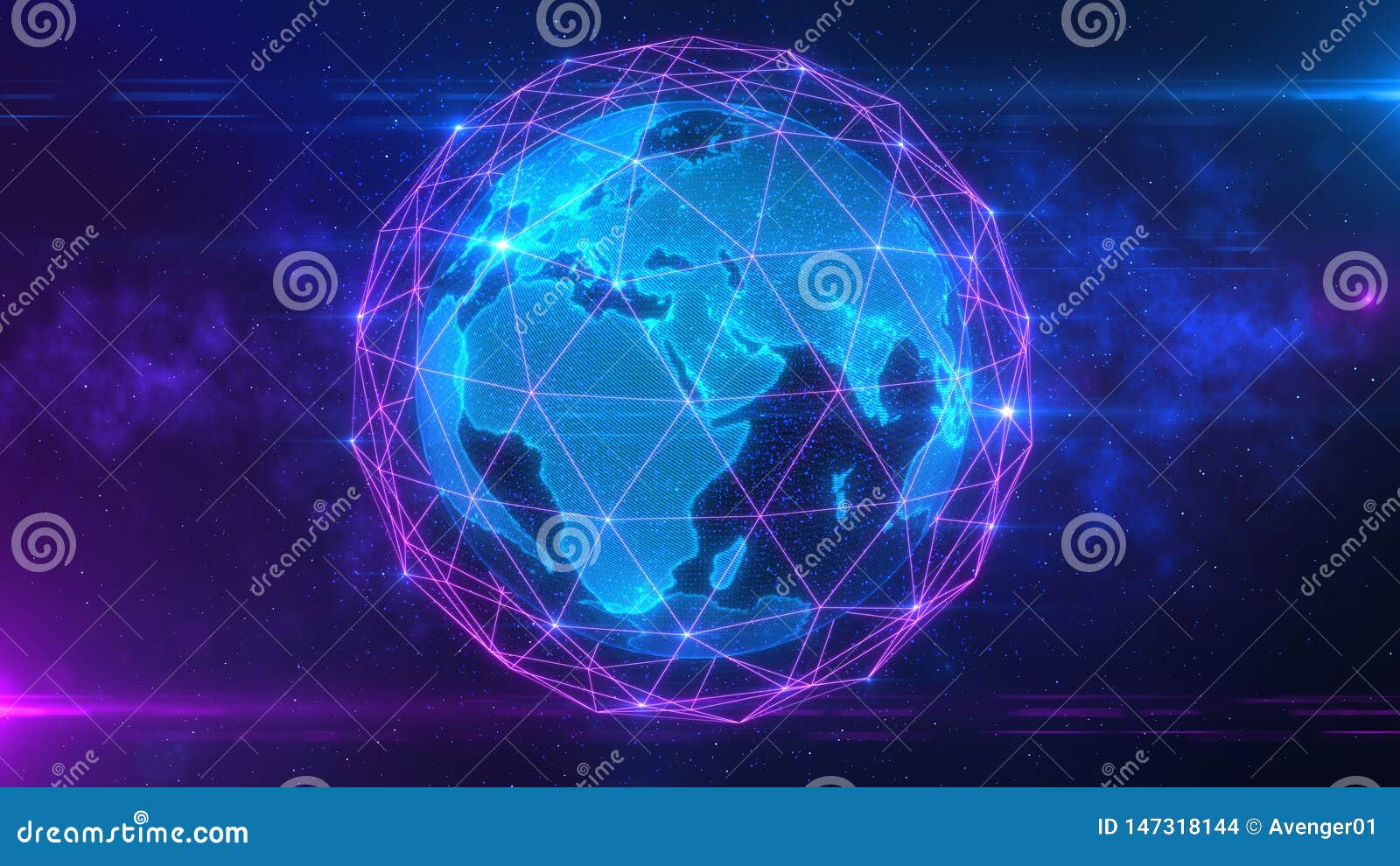 Grid Structure Over the Earth Stock Illustration - Illustration of ...
