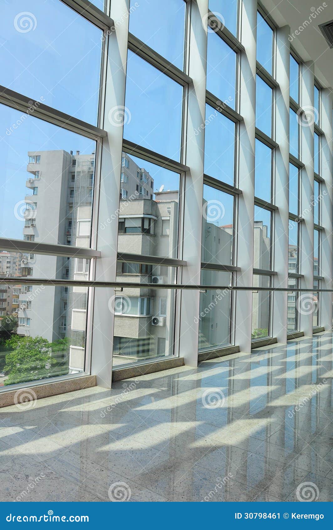 Grid Structure Windows with Outside View Stock Image - Image of metal ...