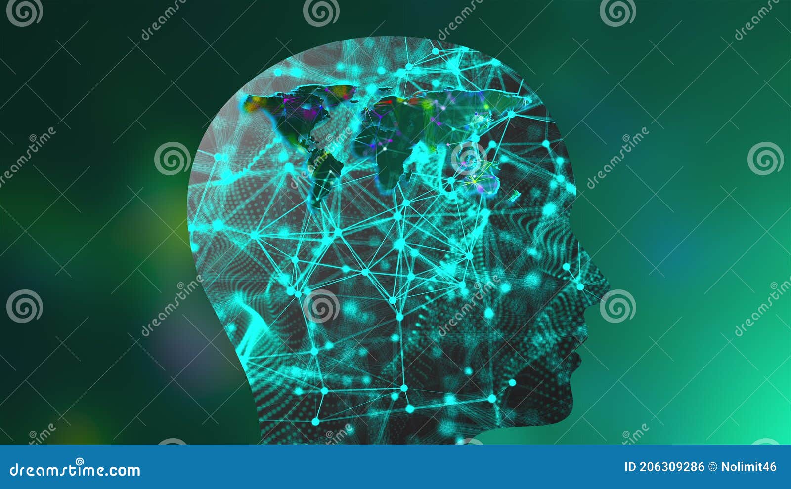 Geographic Map Of The Brain, Reworking Of The Human Brain In The Form ...