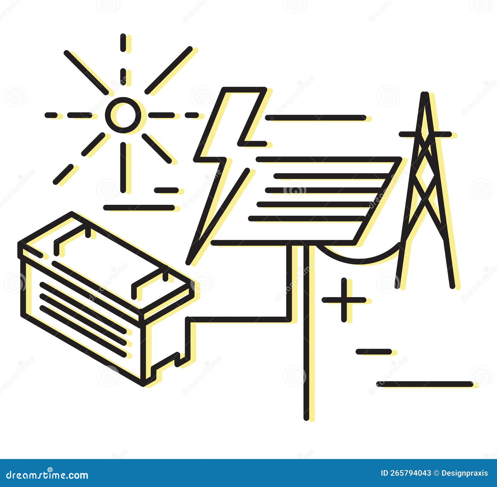 Grid Tied Solar Energy - Icon Stock Illustration - Illustration of ...