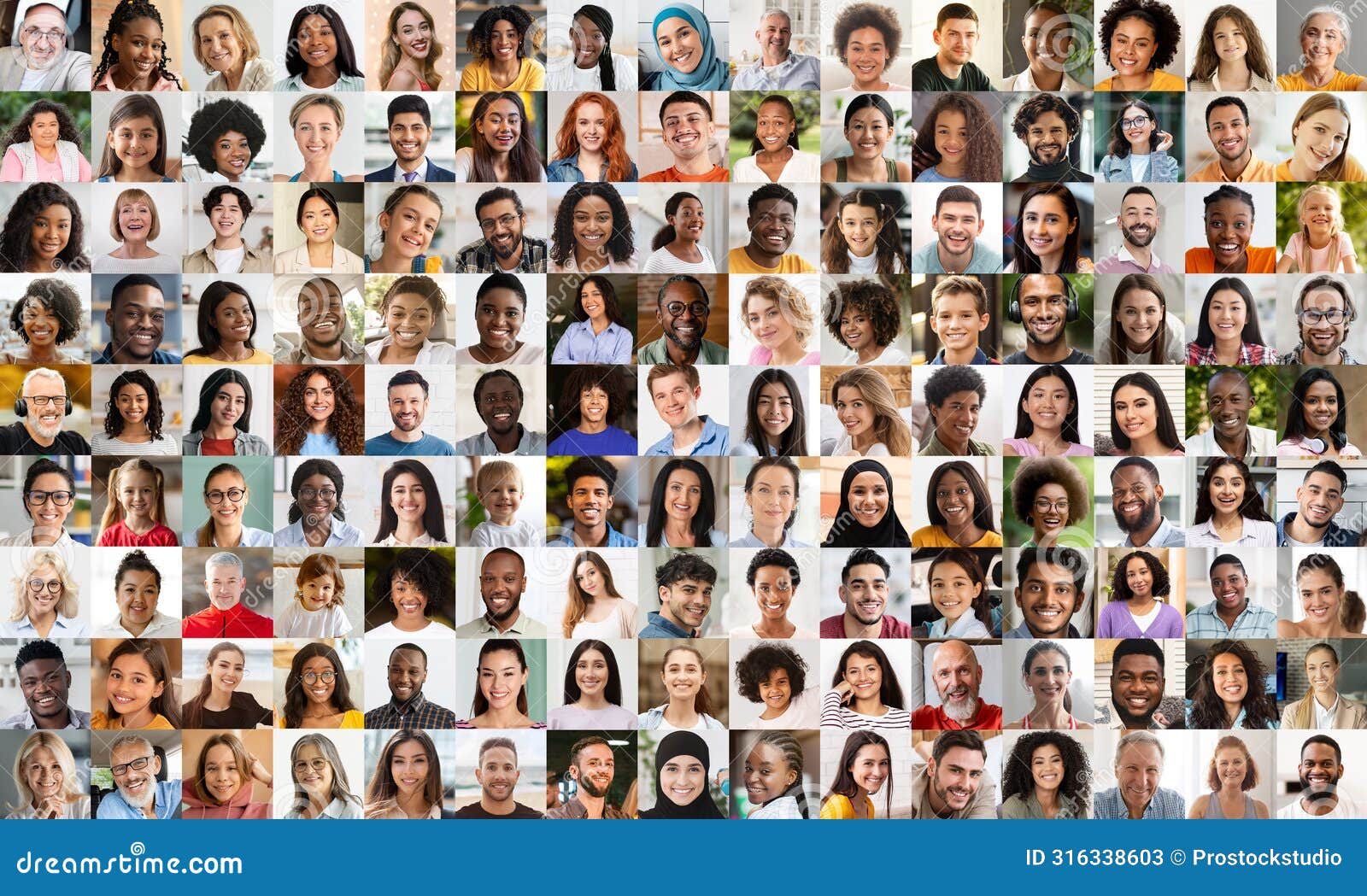 Grid of Various Multiracial People Headshots, Collage Stock Image ...