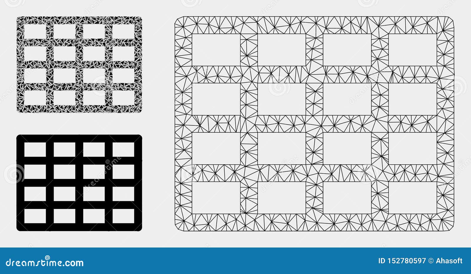 Grid Vector Mesh Wire Frame Model and Triangle Mosaic Icon Stock Vector ...