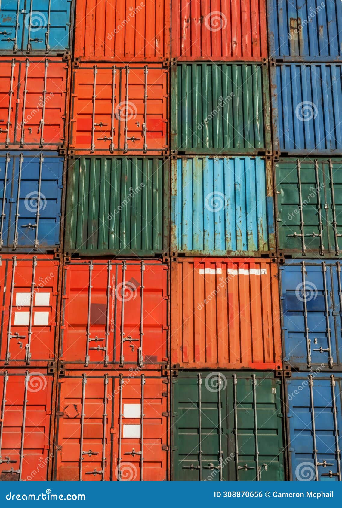 Grid of a Wall of Stacked Shipping Containers Stock Photo - Image of ...