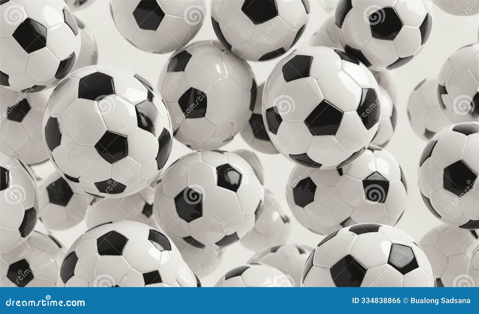Grid White Soccer Balls with Black Pentagons and Hexagons is Arranged ...