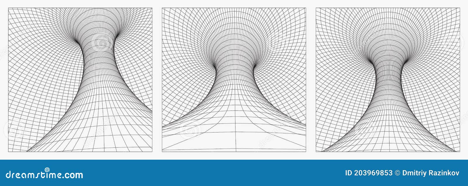 3d Gravity Quantum, Vector Wormhole Illustration. Singularity Abstract ...