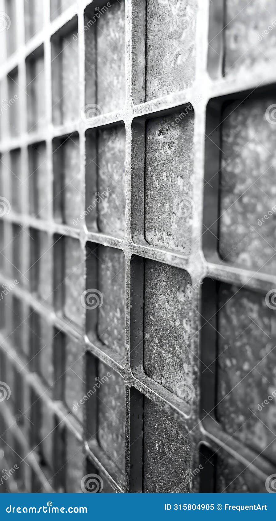 Gridded Metal Surface of Black and White Brick Wall. Generative AI ...