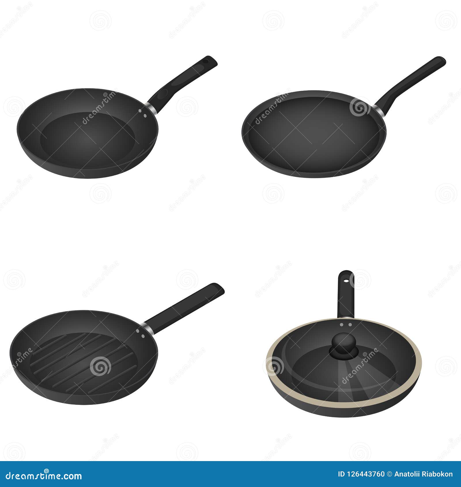 Griddle Icon Set Isometric Style Stock Vector Illustration Of Metal Isolated 126443760