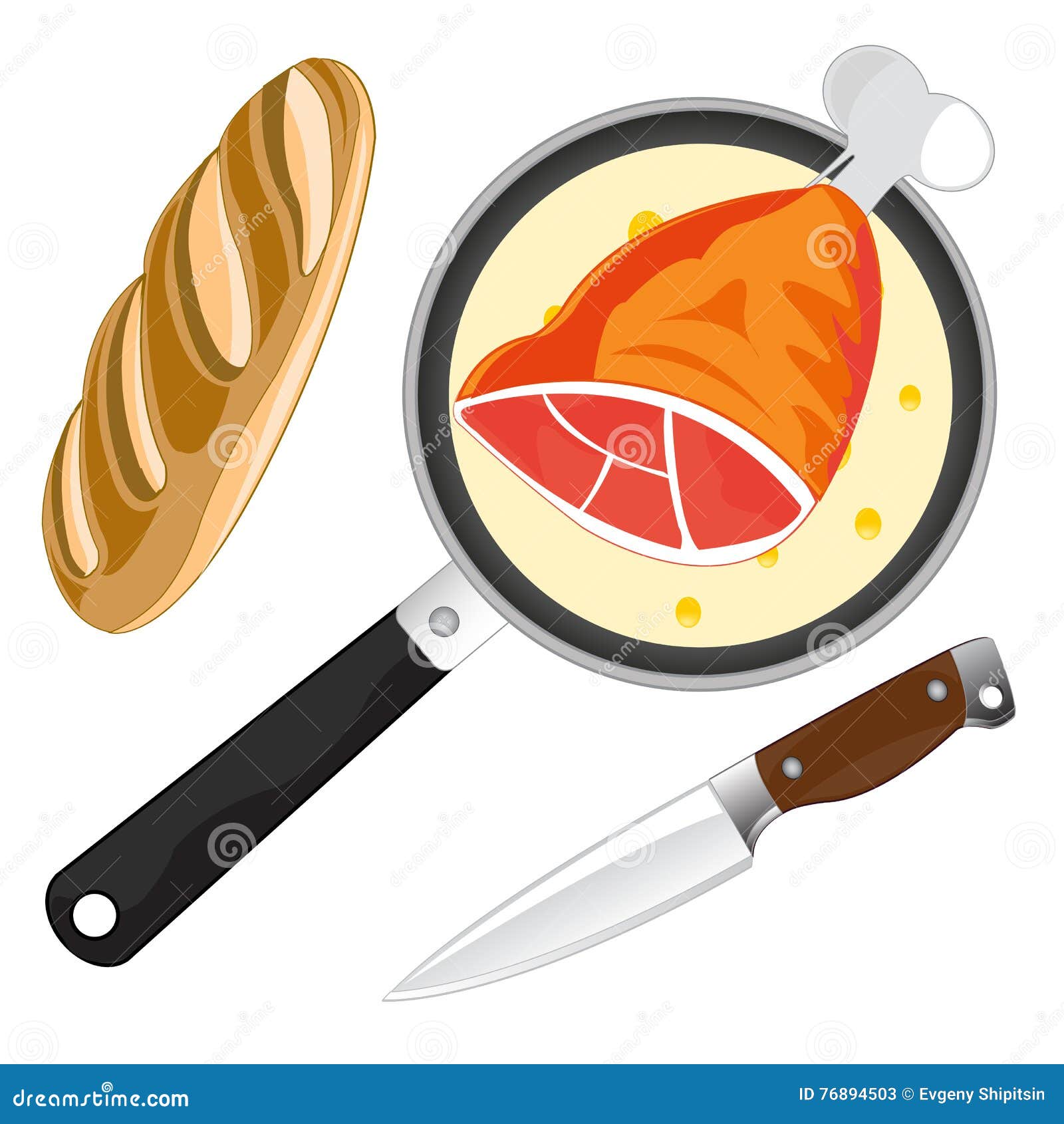 Meat In Griddle Icon, Simple Style Cartoon Vector | CartoonDealer.com ...