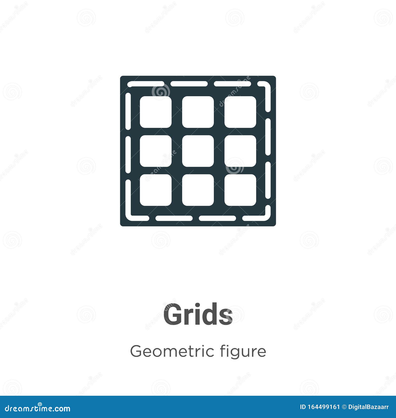 Grids Vector Icon on White Background. Flat Vector Grids Icon Symbol ...