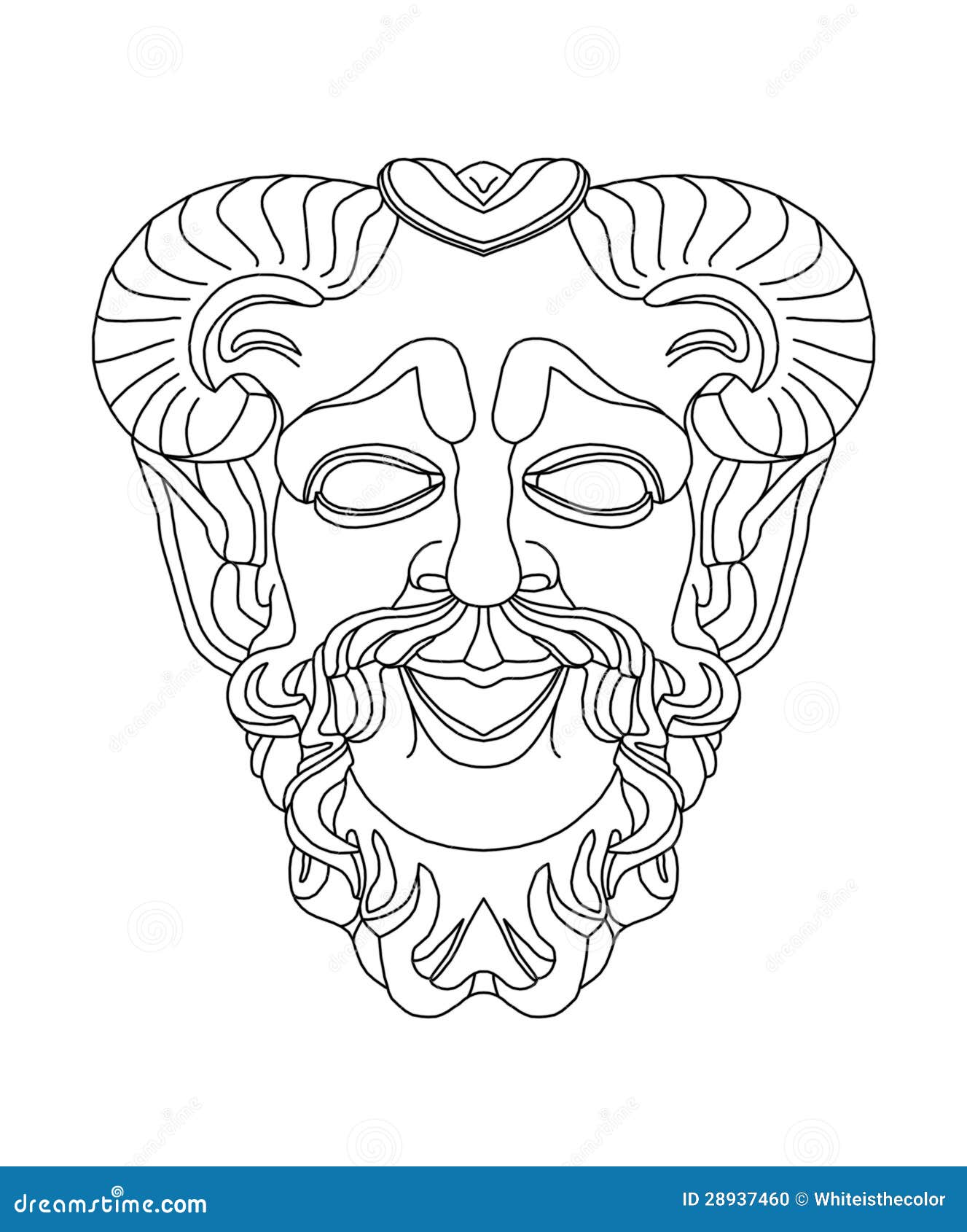 Roman Theatre Mask Template Sketch Coloring Page