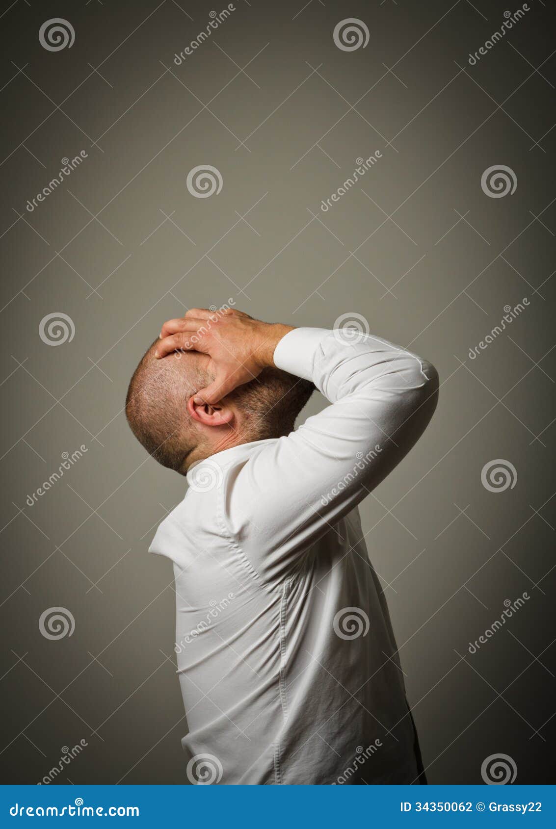 Grief. Man in thoughts. stock photo. Image of face, pensive - 34350062