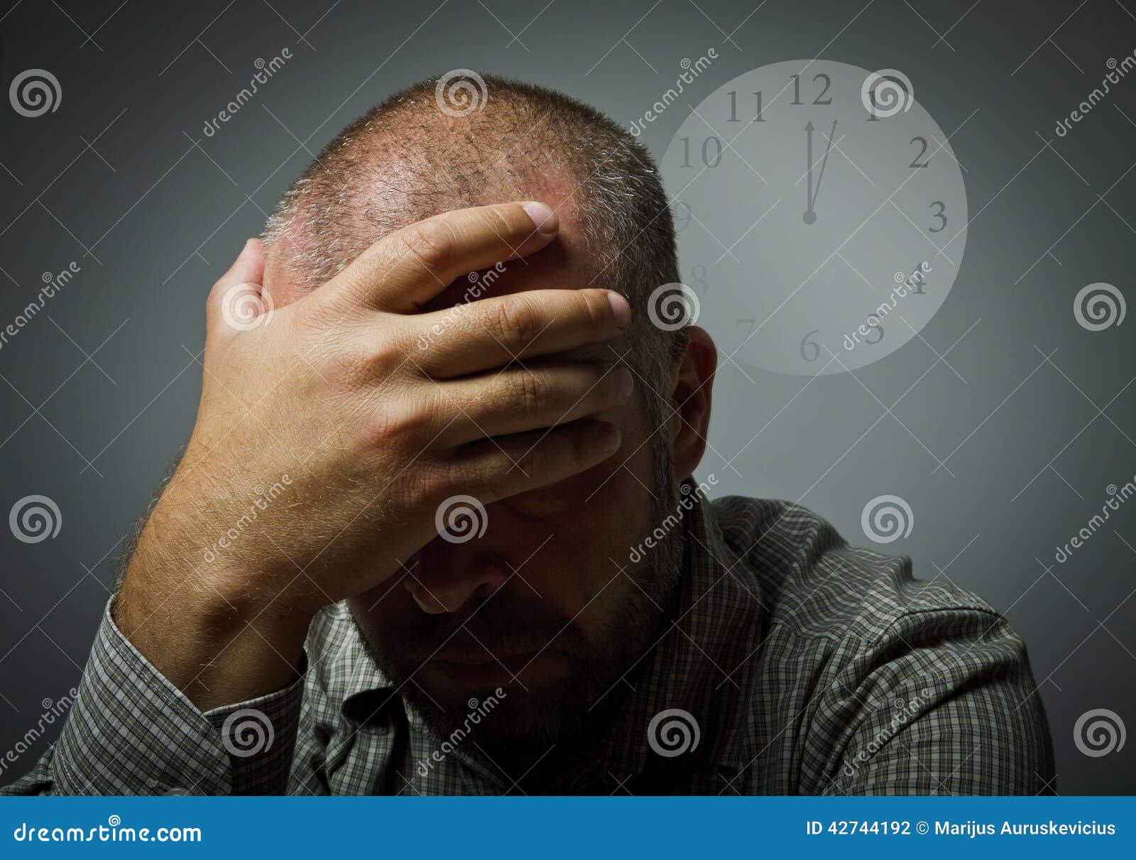 Grief. Man in Thoughts. Several Minutes Past Twelve. Stock Photo ...
