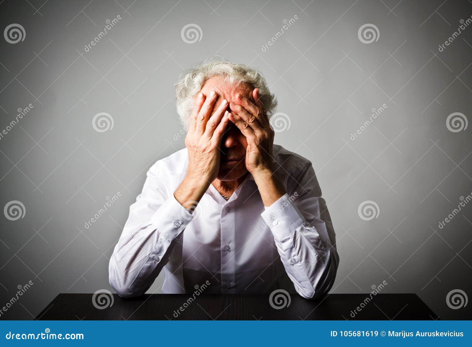 Grief. Old Man in Thoughts. Stock Image - Image of depressed, deprived ...