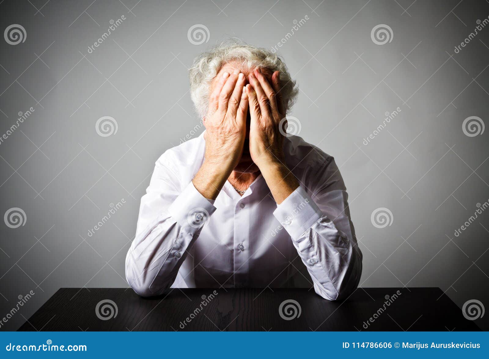 Grief. Old Man in Thoughts. Stock Photo - Image of adult, anxious ...