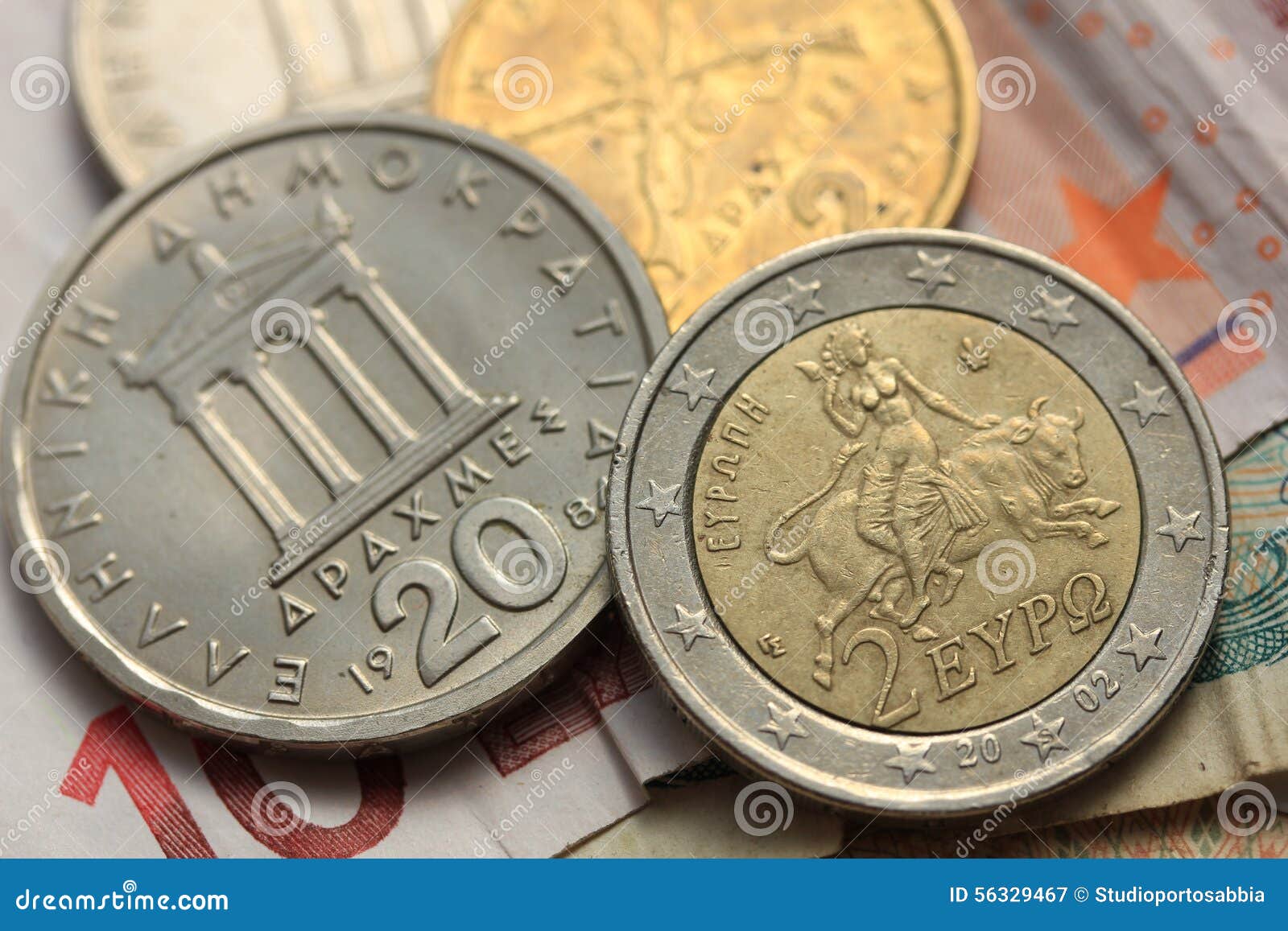 Grieks En Euro Geld Grexit, Stock Afbeelding - Afbeelding bestaande uit ...