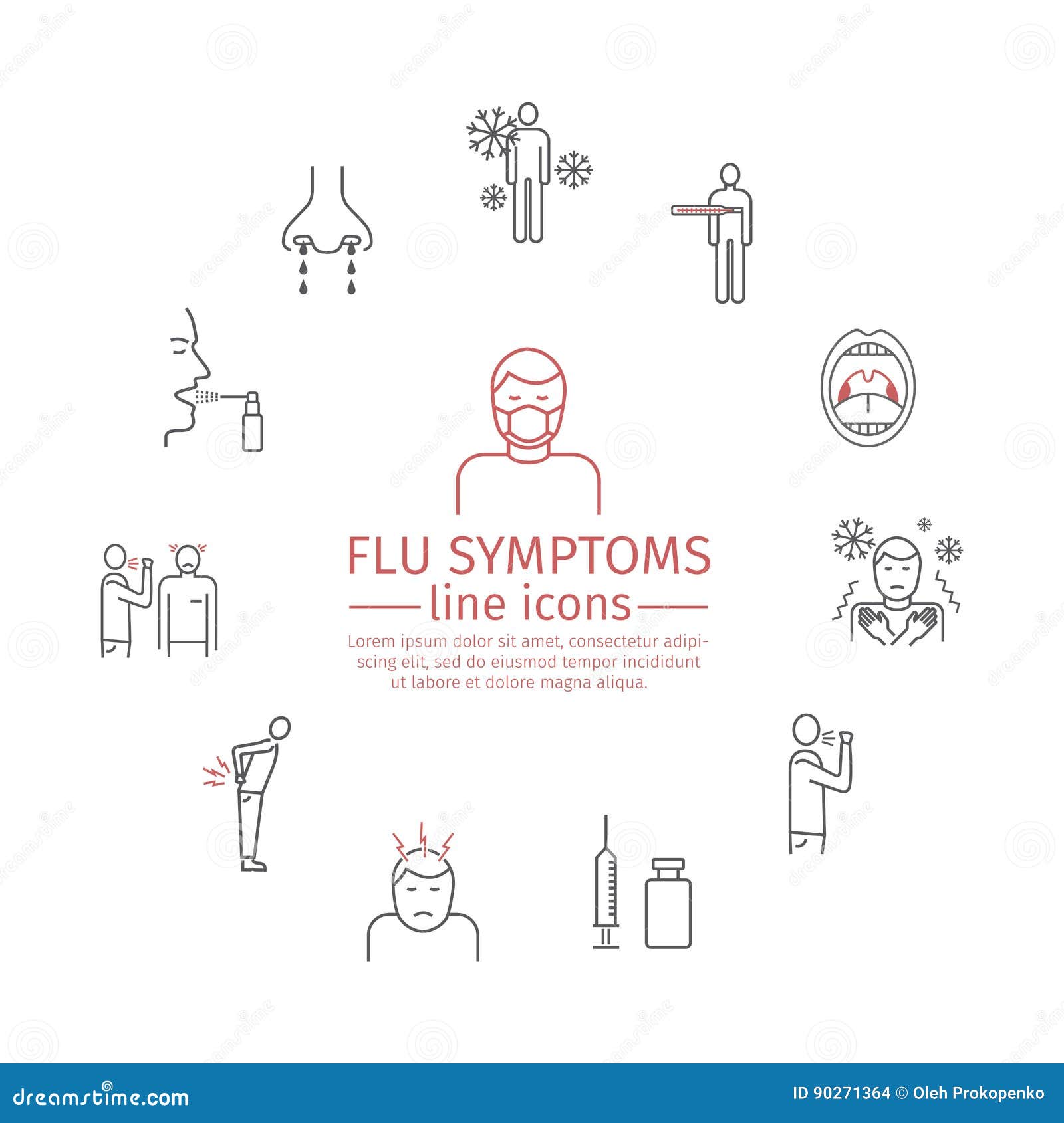 Griepsymptomen Griep Behandeling De Banner Van Het Web Stock ...